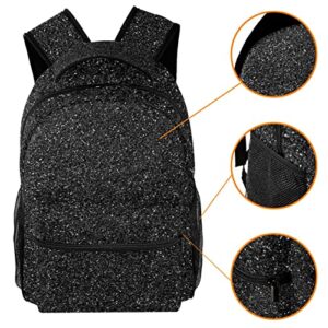 Teens Student Backpacks Boys Girls School Bookbags Laptop Backpack Dark Black Glitter Schoolbag Purse Casual Daypack Bag with Multiple Pockets