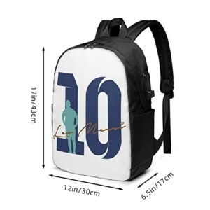 King Of Argentina #10 Messi Classic 17 Inch Laptop Backpack Large Capacity College Backpacks School Bookbags For Women Men