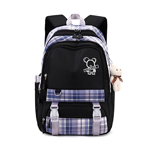 MeganJDesigns Cute Aesthetic Backpack for Teens Girls Boys College High Middle School Student Lightweight Book Bag Casual Kawaii Daypacks (E-Black Aesthetic Backpack)