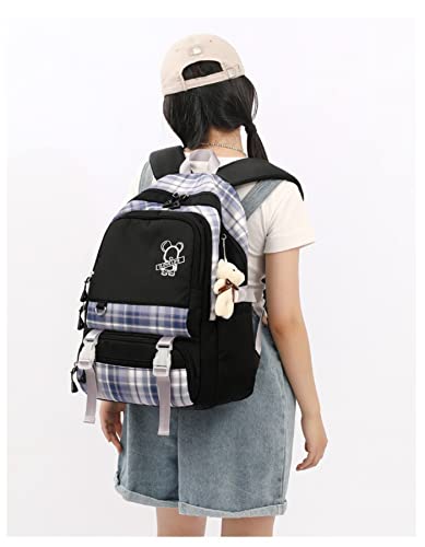 MeganJDesigns Cute Aesthetic Backpack for Teens Girls Boys College High Middle School Student Lightweight Book Bag Casual Kawaii Daypacks (E-Black Aesthetic Backpack)