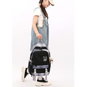 MeganJDesigns Cute Aesthetic Backpack for Teens Girls Boys College High Middle School Student Lightweight Book Bag Casual Kawaii Daypacks (E-Black Aesthetic Backpack)