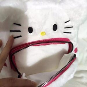 Lelcaesar Kawaii Backpack For Girls Mini Backpack White Cute Plush Double Strap Bag Soft Bag For Birthday Gifts