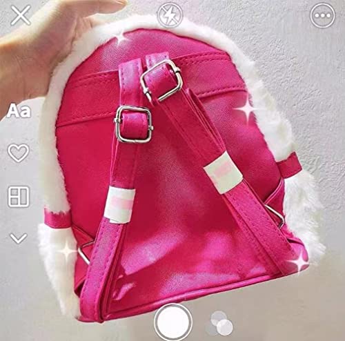 Lelcaesar Kawaii Backpack For Girls Mini Backpack White Cute Plush Double Strap Bag Soft Bag For Birthday Gifts