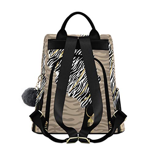 ALAZA African Woman with Zebra Print Hair Backpack with Keychain for Woman Ladies