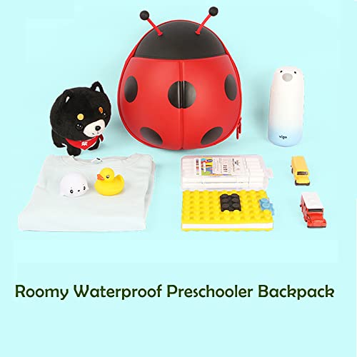 Kids happy Backpack for Unisex Toddler,Ladybug,Child Backpack for Girl and Boy Kindergarten, Red, 10x6.25x11 inches