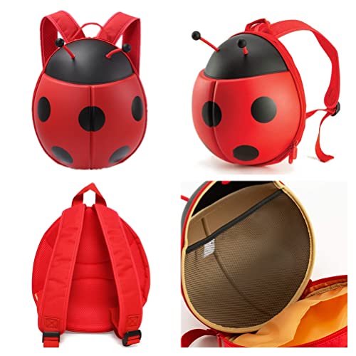 Kids happy Backpack for Unisex Toddler,Ladybug,Child Backpack for Girl and Boy Kindergarten, Red, 10x6.25x11 inches