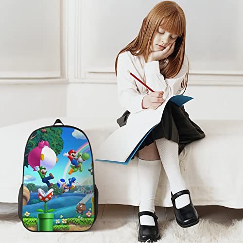 LTLCLZ Cartoon Backpack 17 in Book Bag for Unisex, Laptop Backpack Shoulders Casual Daypack with Keychain