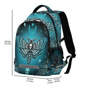 KEEPREAL Moth Dead Head Backpack Water Resistant Casual Daypacks Outdoor Sports Rucksack School Shoulder Bag for Boys Girls Teens