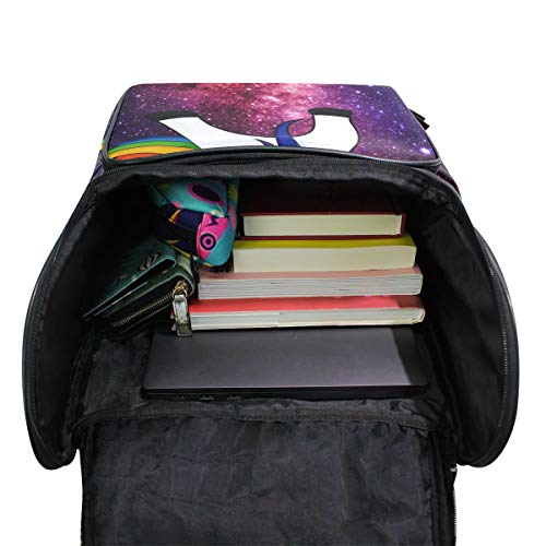 ZZKKO Backpack College Book Laptop Bag Space Galaxy Animal Unicorn Camping Hiking Travel Daypack with Lunch Bag and Pencil Case 3 in 1