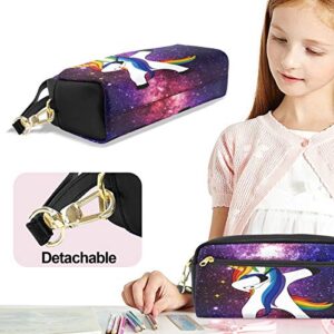 ZZKKO Backpack College Book Laptop Bag Space Galaxy Animal Unicorn Camping Hiking Travel Daypack with Lunch Bag and Pencil Case 3 in 1