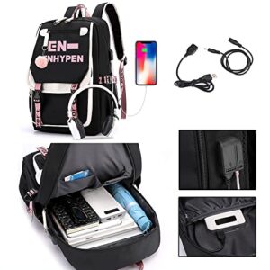 WGEEEY Kpop ENHYPEN School Backpack Merchandise, ENHYPEN Book Bag Casual Backpack, Black