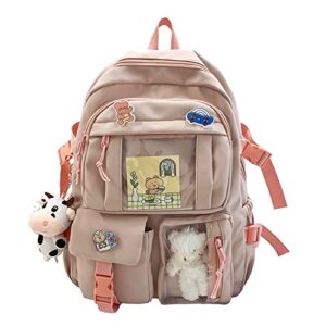 BXCNCKD kawaii backpack with pins kawaii school backpack cute backpack cute kawaii school backpack(Pink)