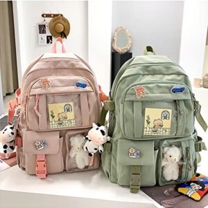 BXCNCKD kawaii backpack with pins kawaii school backpack cute backpack cute kawaii school backpack(Pink)