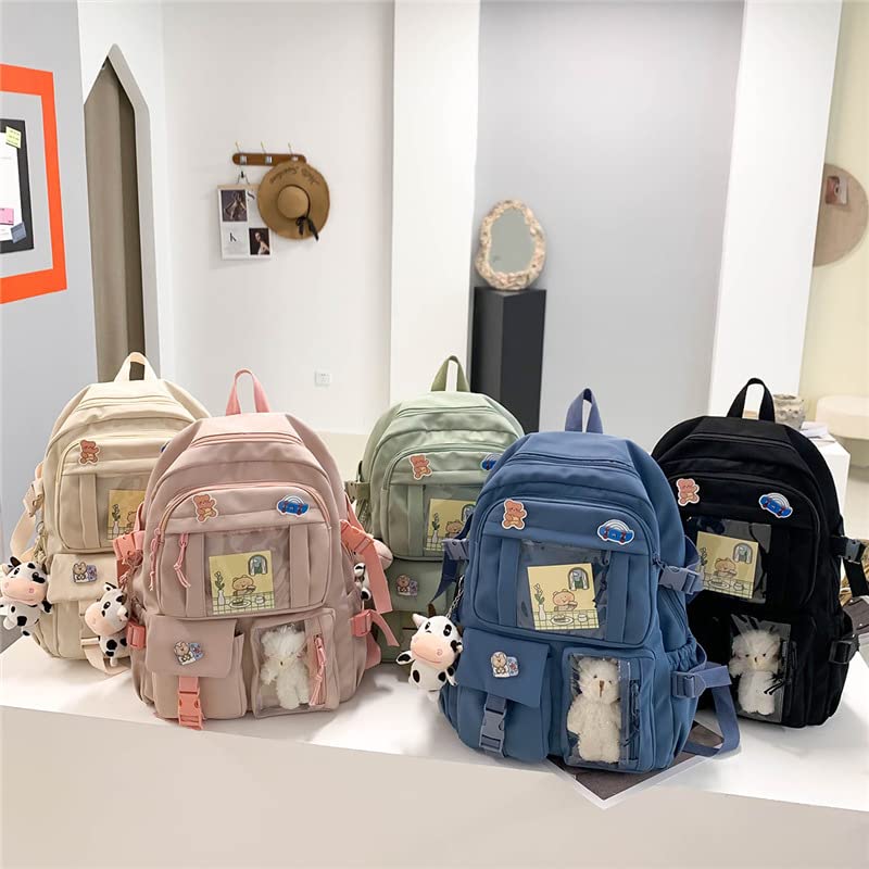 BXCNCKD kawaii backpack with pins kawaii school backpack cute backpack cute kawaii school backpack(Pink)