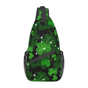 fbcal st. patrick’s day sling backpack,travel hiking daypack lucky shamrocks crossbody shoulder bag