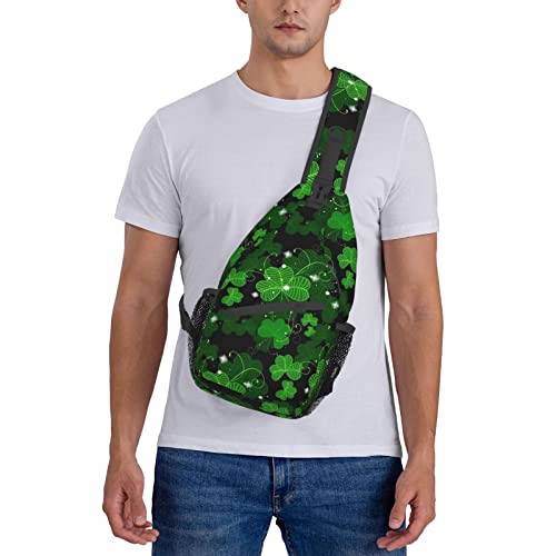 FBCAL St. Patrick's Day Sling Backpack,Travel Hiking Daypack Lucky Shamrocks Crossbody Shoulder Bag