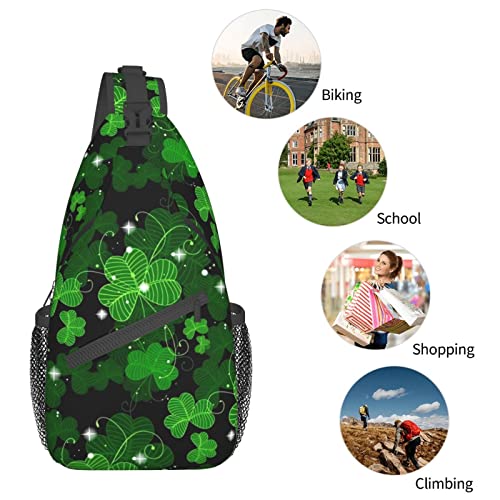 FBCAL St. Patrick's Day Sling Backpack,Travel Hiking Daypack Lucky Shamrocks Crossbody Shoulder Bag