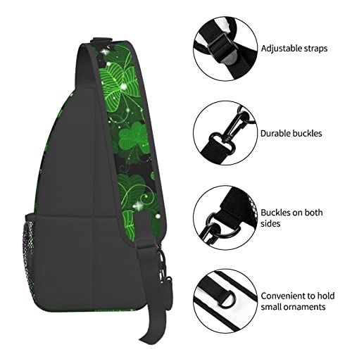 FBCAL St. Patrick's Day Sling Backpack,Travel Hiking Daypack Lucky Shamrocks Crossbody Shoulder Bag