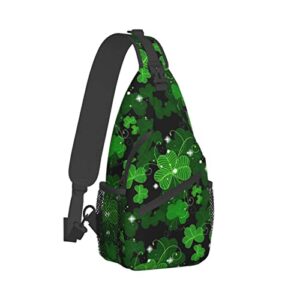 FBCAL St. Patrick's Day Sling Backpack,Travel Hiking Daypack Lucky Shamrocks Crossbody Shoulder Bag