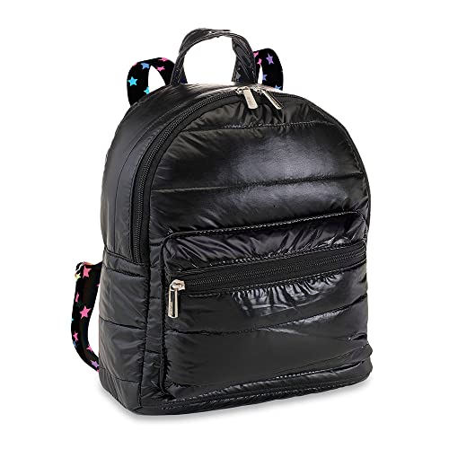 Top Trenz Inc Mini Backpacks or DayBags (Black Puffer Mini Backpack with Scatter Star Straps)