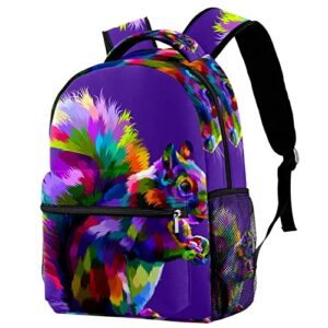 watercolor squirrel painting large backpack for boys girls schoolbag with multiple pockets canvas