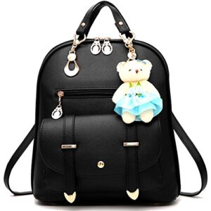 backpack purse for women large capacity leather shoulder bags cute mini backpack for girls,black