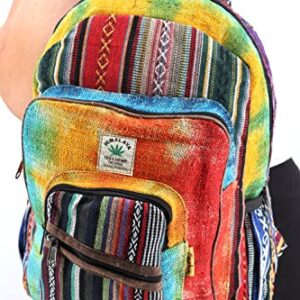 Himalaya Handmade Unique Design Tie Dye 100% Himalaya Hemp Backpack Hippie Backpack Festival Backpack Hiking and Laptop Backpack FAIR 17inch x 11inch x 6.5inch inch / 43 x 28 x 16 cm