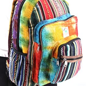 Himalaya Handmade Unique Design Tie Dye 100% Himalaya Hemp Backpack Hippie Backpack Festival Backpack Hiking and Laptop Backpack FAIR 17inch x 11inch x 6.5inch inch / 43 x 28 x 16 cm