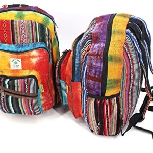 Himalaya Handmade Unique Design Tie Dye 100% Himalaya Hemp Backpack Hippie Backpack Festival Backpack Hiking and Laptop Backpack FAIR 17inch x 11inch x 6.5inch inch / 43 x 28 x 16 cm