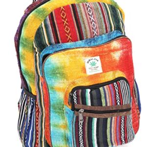 Himalaya Handmade Unique Design Tie Dye 100% Himalaya Hemp Backpack Hippie Backpack Festival Backpack Hiking and Laptop Backpack FAIR 17inch x 11inch x 6.5inch inch / 43 x 28 x 16 cm