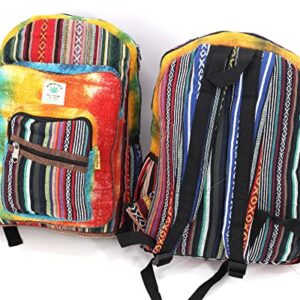 Himalaya Handmade Unique Design Tie Dye 100% Himalaya Hemp Backpack Hippie Backpack Festival Backpack Hiking and Laptop Backpack FAIR 17inch x 11inch x 6.5inch inch / 43 x 28 x 16 cm