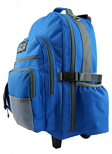 Deluxe Wheeled Rolling Backpack for School with Premium Sturdy Wheels Royal