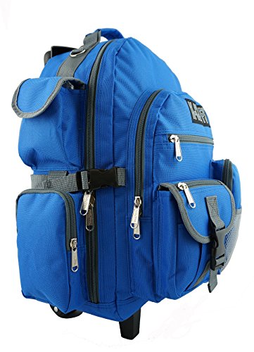 Deluxe Wheeled Rolling Backpack for School with Premium Sturdy Wheels Royal