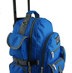 Deluxe Wheeled Rolling Backpack for School with Premium Sturdy Wheels Royal