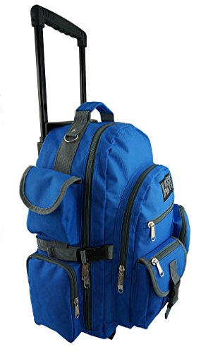 Deluxe Wheeled Rolling Backpack for School with Premium Sturdy Wheels Royal