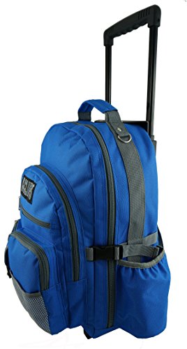 Deluxe Wheeled Rolling Backpack for School with Premium Sturdy Wheels Royal