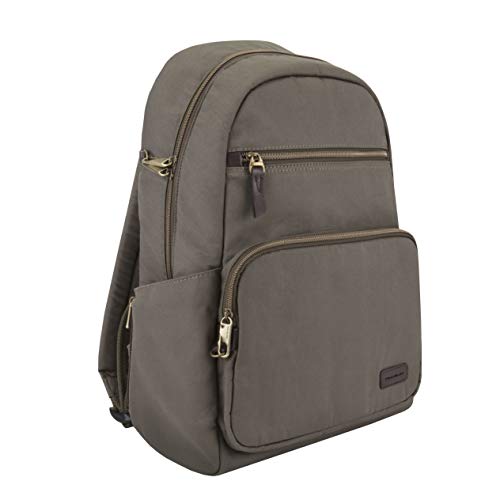 Travelon Anti-Theft Courier Slim Backpack, Stone Gray, 14 x 17 x 3