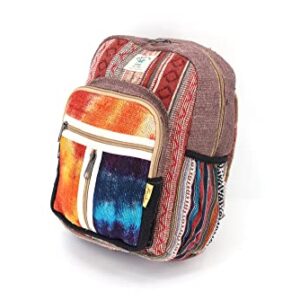 Unique Tie-dye Mini Hemp Backpack Small Back Pack Boho Backpack 100% Himalaya Hemp| 100% VEGAN | Handmade with Love. (Brown)