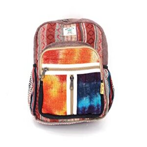 Unique Tie-dye Mini Hemp Backpack Small Back Pack Boho Backpack 100% Himalaya Hemp| 100% VEGAN | Handmade with Love. (Brown)