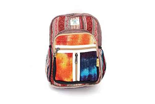 Unique Tie-dye Mini Hemp Backpack Small Back Pack Boho Backpack 100% Himalaya Hemp| 100% VEGAN | Handmade with Love. (Brown)