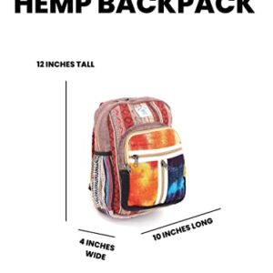 Unique Tie-dye Mini Hemp Backpack Small Back Pack Boho Backpack 100% Himalaya Hemp| 100% VEGAN | Handmade with Love. (Brown)