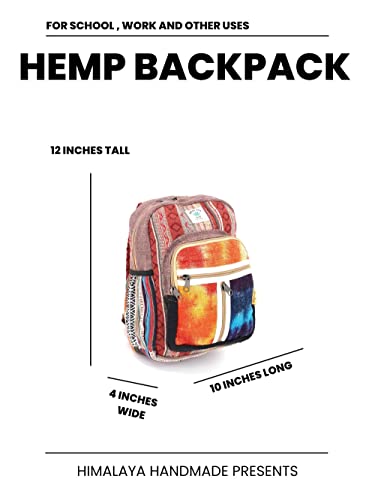 Unique Tie-dye Mini Hemp Backpack Small Back Pack Boho Backpack 100% Himalaya Hemp| 100% VEGAN | Handmade with Love. (Brown)