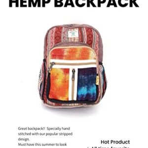 Unique Tie-dye Mini Hemp Backpack Small Back Pack Boho Backpack 100% Himalaya Hemp| 100% VEGAN | Handmade with Love. (Brown)