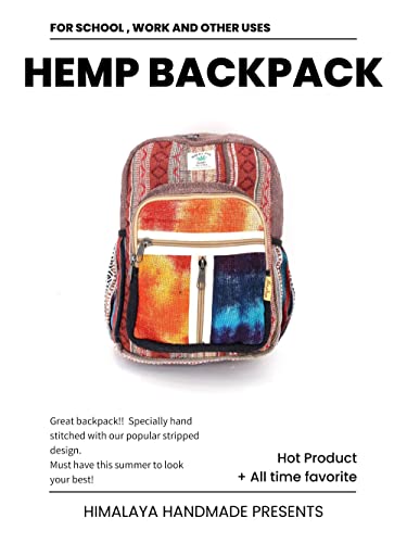 Unique Tie-dye Mini Hemp Backpack Small Back Pack Boho Backpack 100% Himalaya Hemp| 100% VEGAN | Handmade with Love. (Brown)