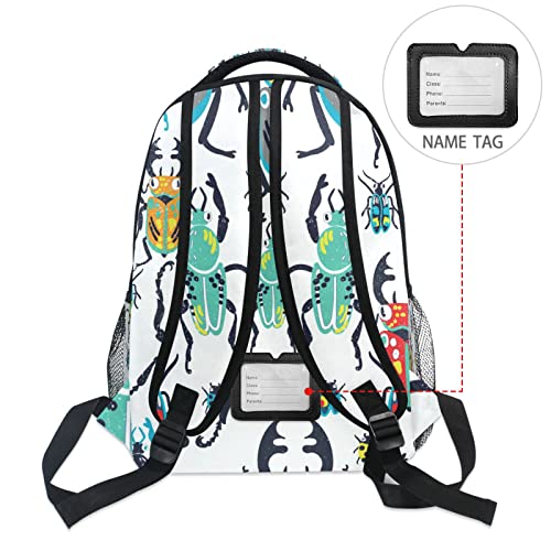 Krafig Bugs Beetles Watercolor Boys Girls Kids School Backpacks Bookbag, Elementary School Bag Travel Backpack Daypack