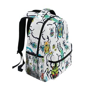 Krafig Bugs Beetles Watercolor Boys Girls Kids School Backpacks Bookbag, Elementary School Bag Travel Backpack Daypack