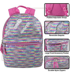 Mini Sequin Backpack Purse for Girls, Teens, Women - Rainbow Mini Backpack for Girls (Neon Rainbow)