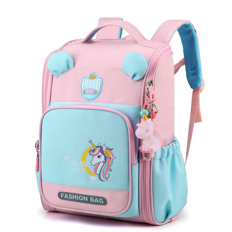 Kawaii backpack with kawaii key ring pandet,Laptop for teens cute korean kawaii backpack for school (Pink)