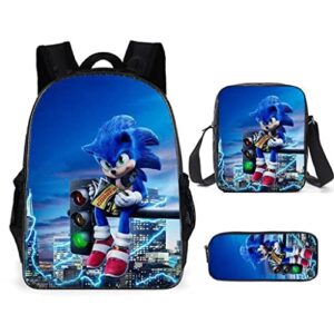 hontubs 3 cartoon double backpack shoulder bag elementary school school bag pen bag lunch bag backpack backpack (3)