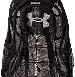 Under Armour unisex-adult Hustle Mesh Backpack , (001) Black / / White , One Size Fits Most